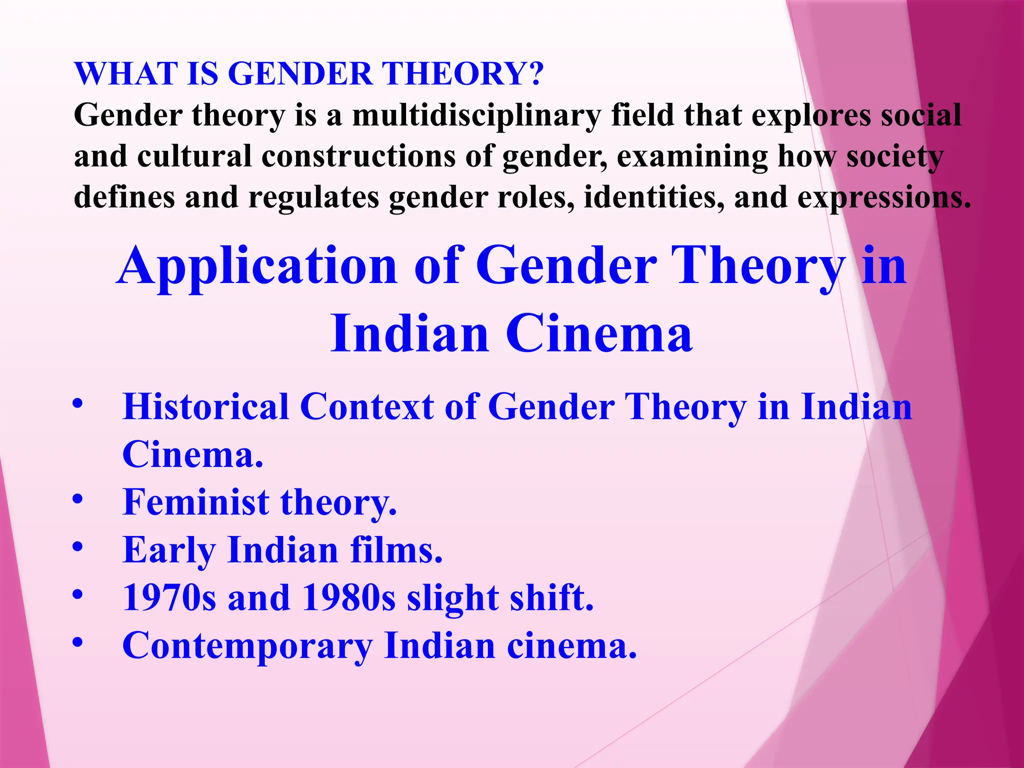Application of Gender Theory in Indian Cinema | PPTX