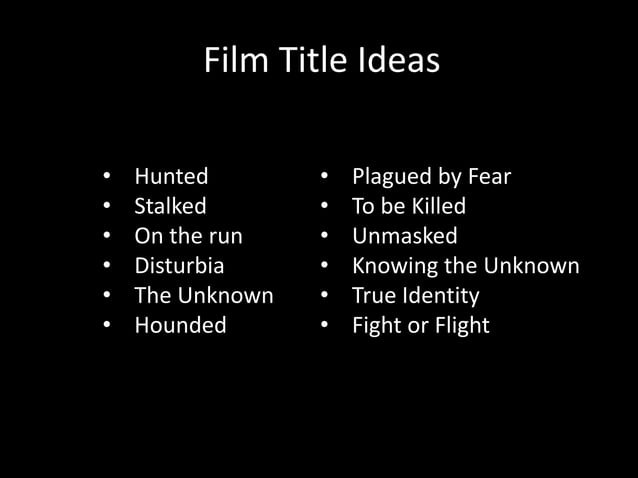 Film title ideas | PPTX | Horror | Genres