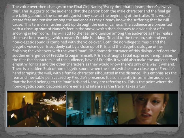 Film trailer analysis - A Nightmare on Elm Street | PPT