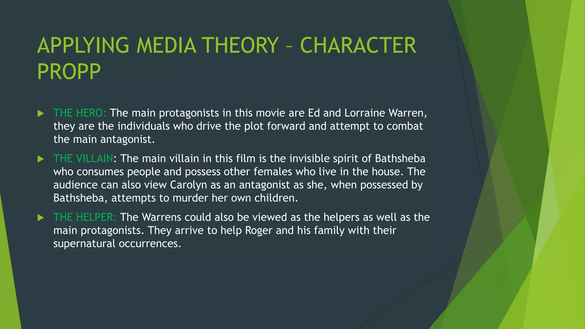 'The Conjuring' Film analysis | PPTX