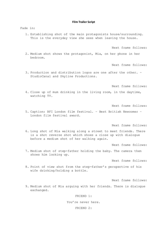 Film trailer script | DOCX