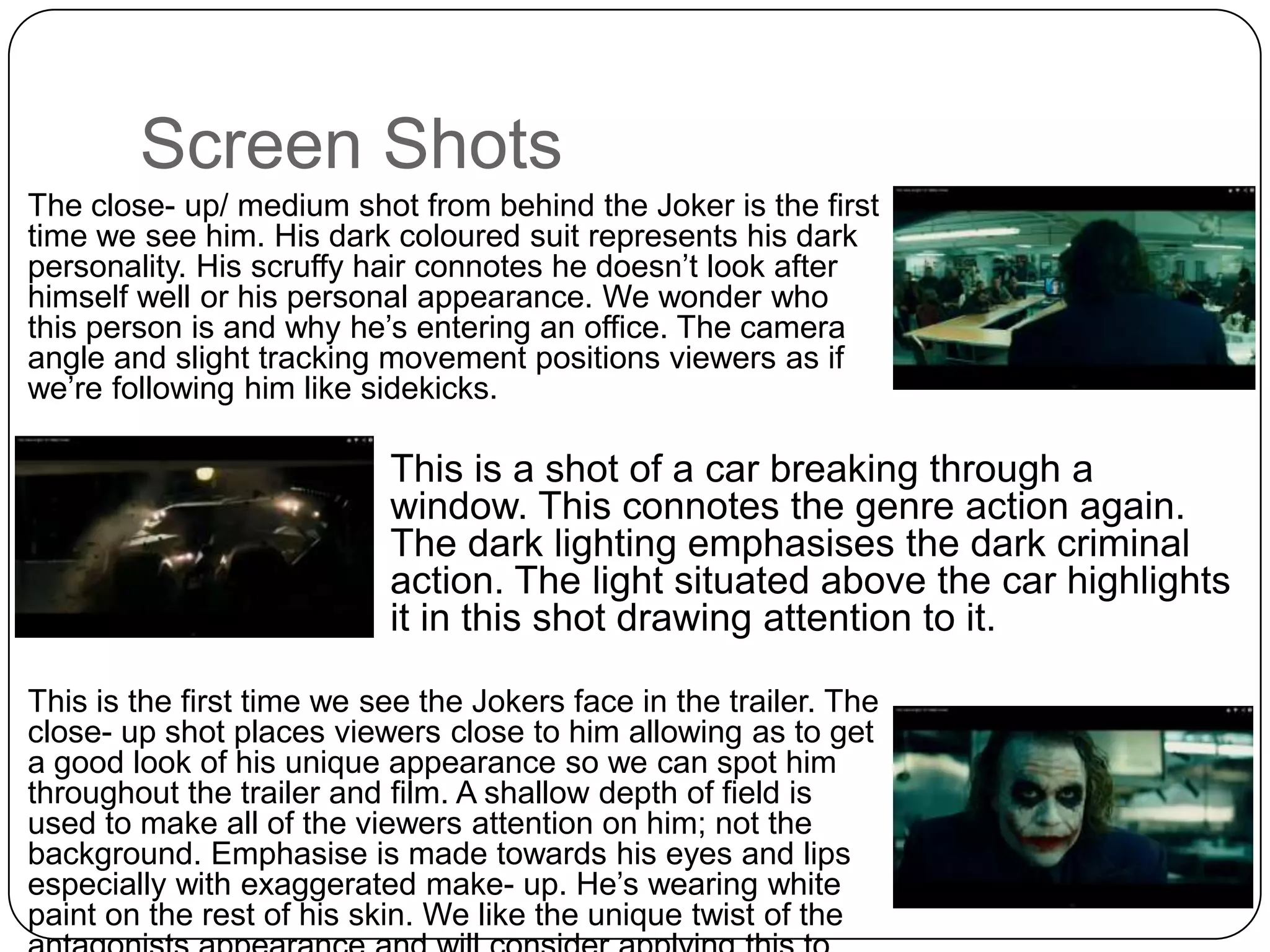 Film trailer the dark knight screen shots | PPTX