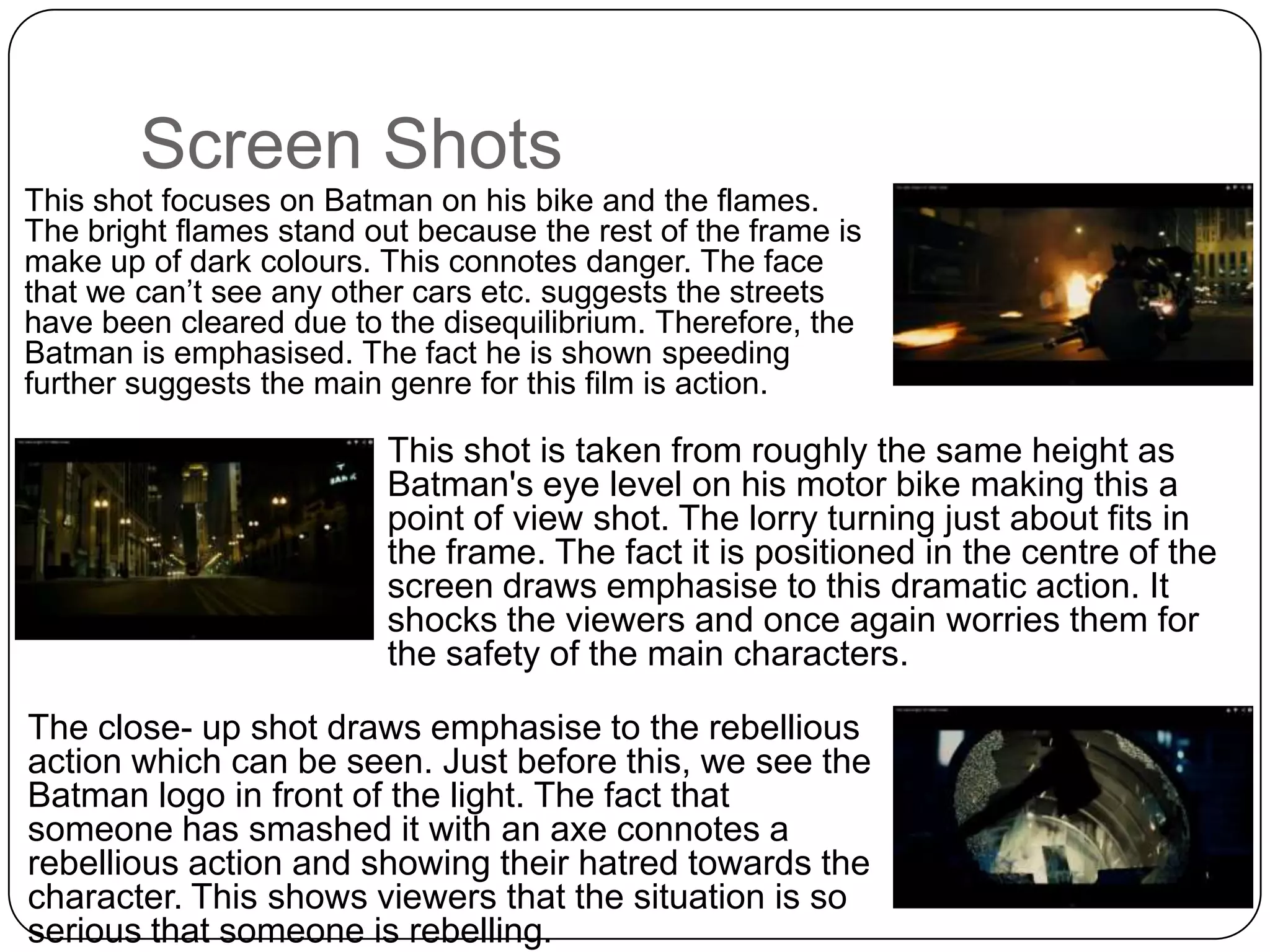 Film trailer the dark knight screen shots | PPTX | Cameras and ...
