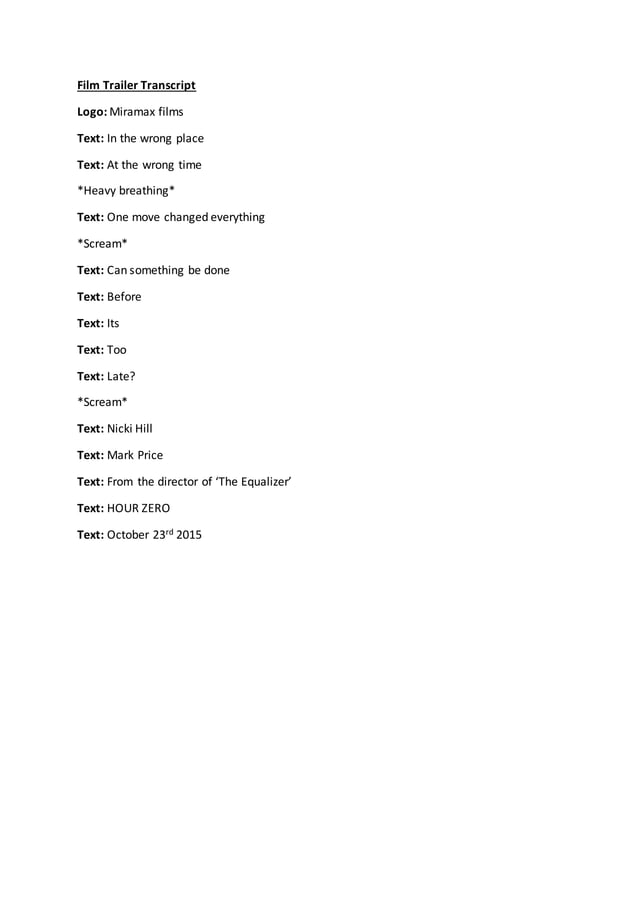 Film Trailer Transcript | PDF