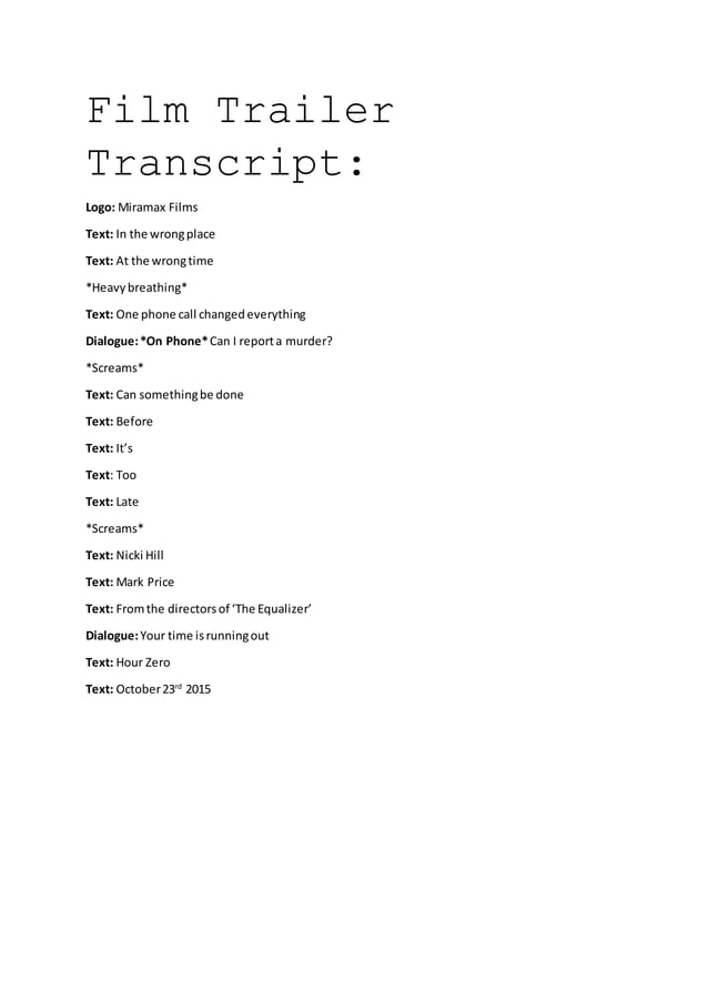 Final Trailer Transcript | PDF