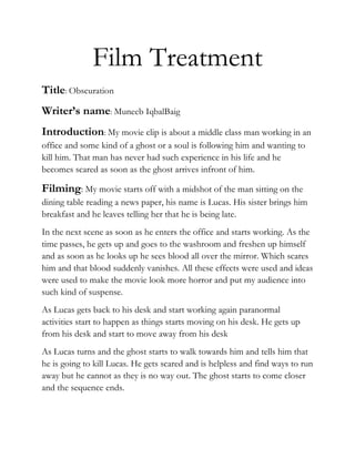 Film treatment | DOCX | Horror | Genres