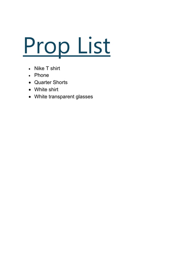 Prop List, wearables and accessories and clothing | PDF | Free Download