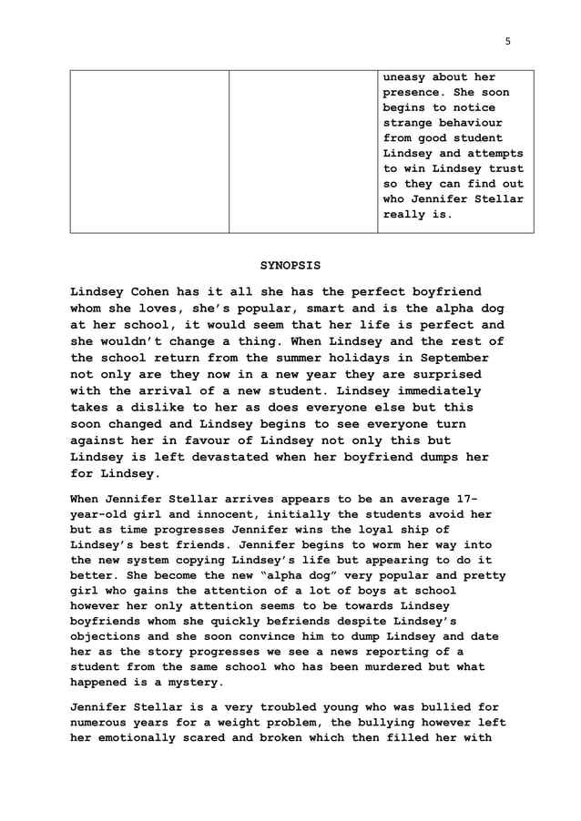 Film treatment and plot synopsis | PDF