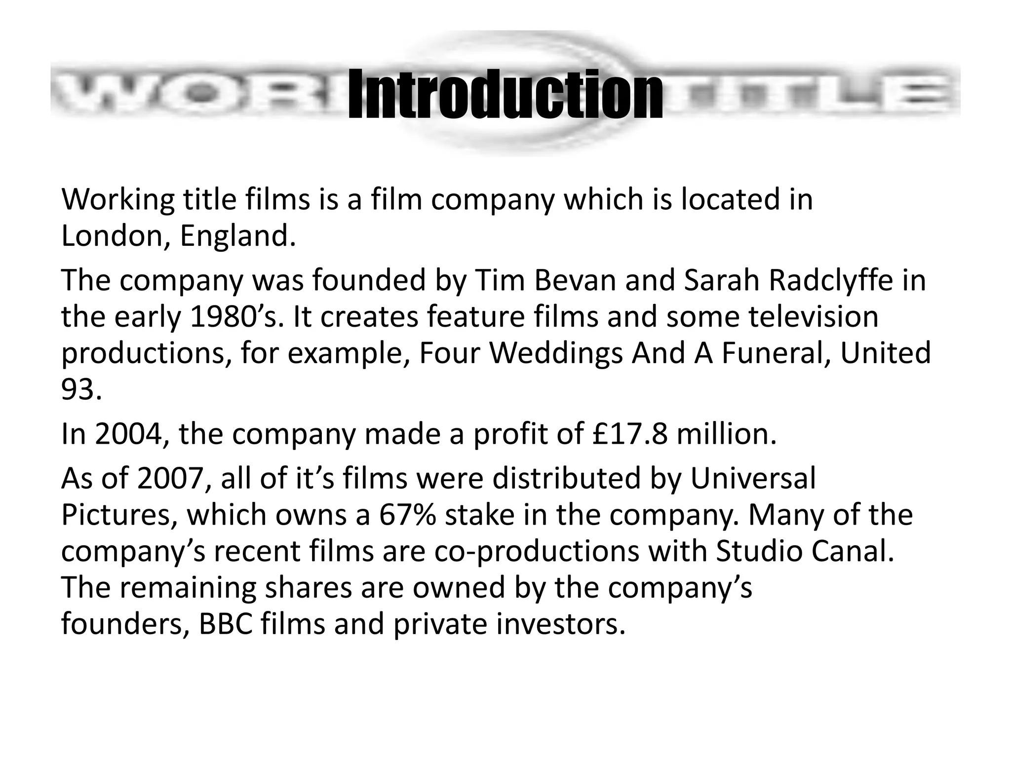 Film working title case study | PPT