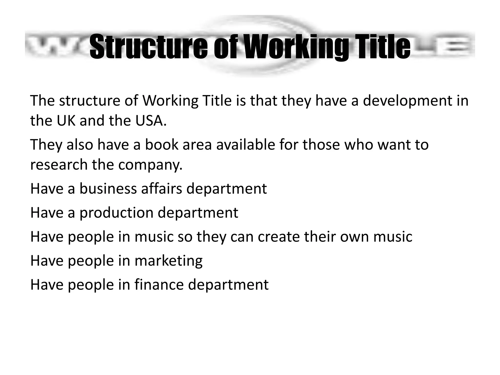 Film working title case study | PPT