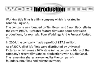 Film working title case study | PPTX | Video Production | Content ...