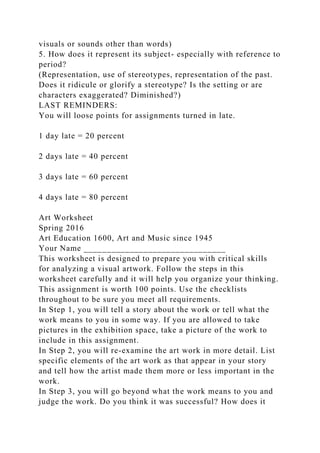 Film WorksheetArt Education 1600 Art and Music since 1945For t.docx