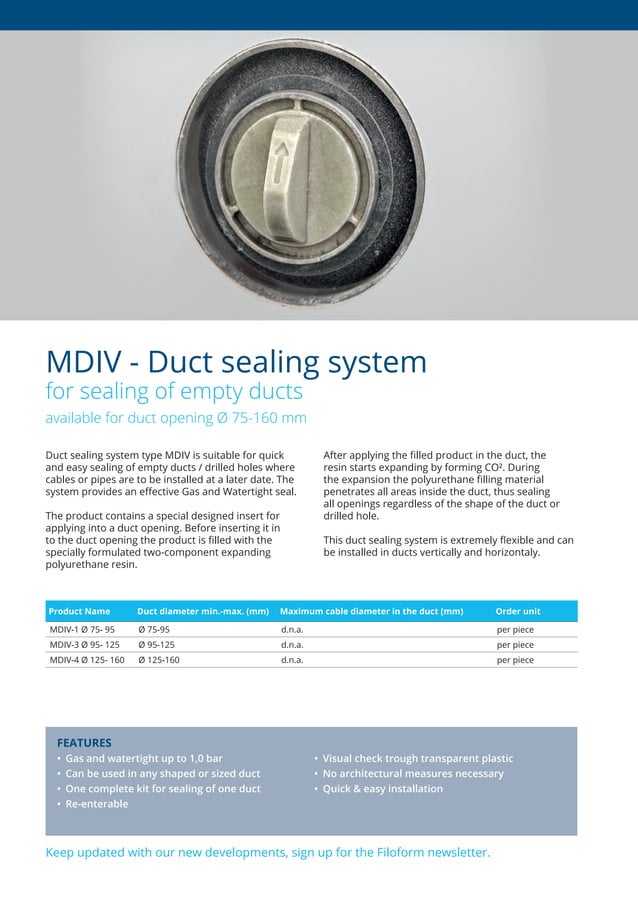 Filoform Duct Sealing Brochure | PDF