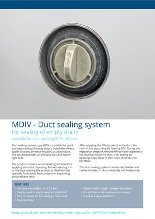 Filoform duct sealing systems flyer v2016 | PDF