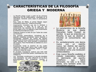 Filosofía griega y filosofía moderna | PPTX