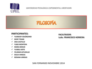 DISCIPLINAS FILOSÓFICAS Y ETAPAS DE LA FILOSOFÍA | PPT