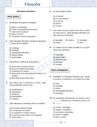 Filosofia 1 BANCO DE PREGUNTAS | PDF