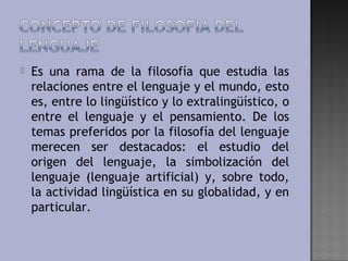 Filosofia del lenguaje | PPT