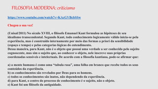 Filosofia moderna: Criticismo | PPTX
