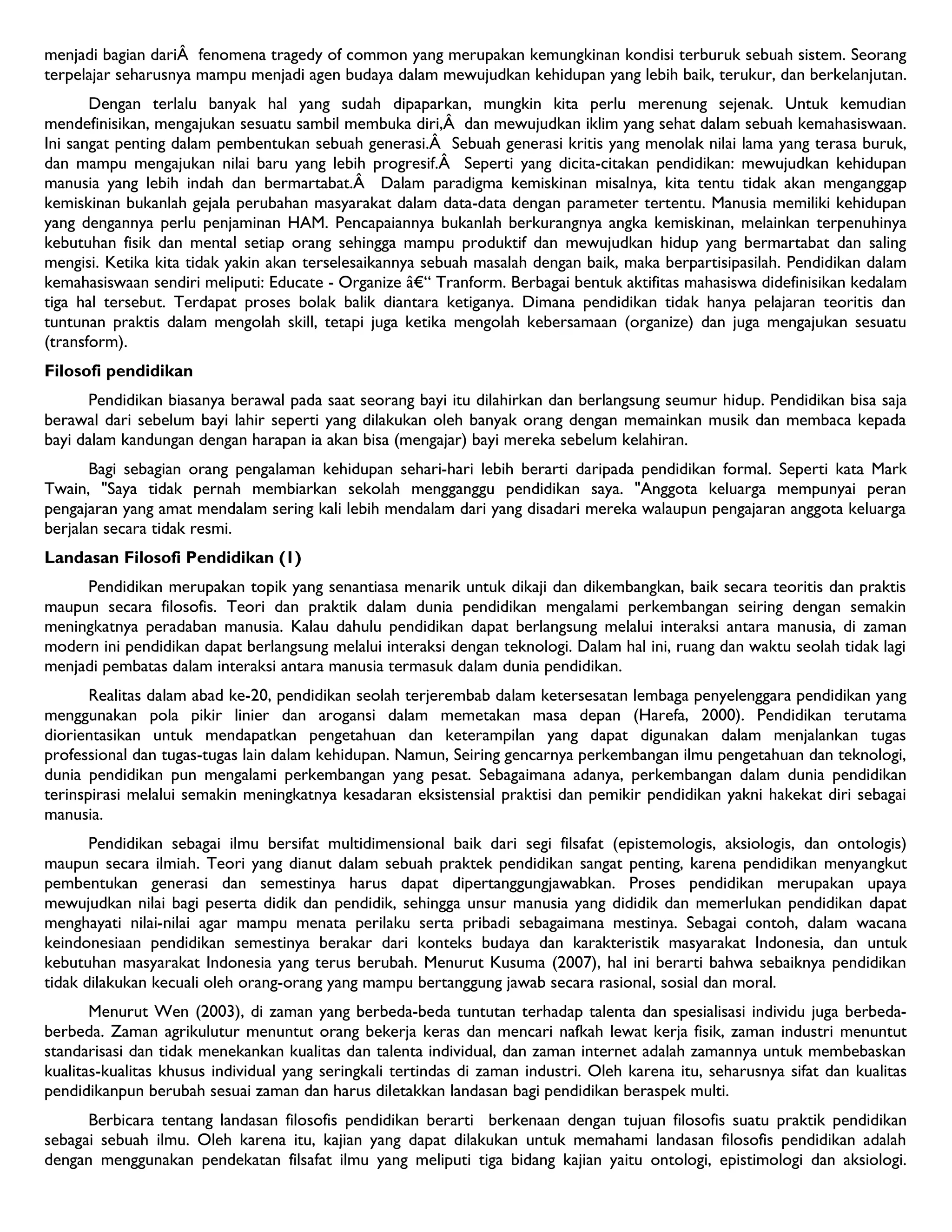 Filosofi pendidikan | DOC