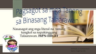 filq3w3day1-pagsagot sa mga tanong sa binasang talaarawan.pptx