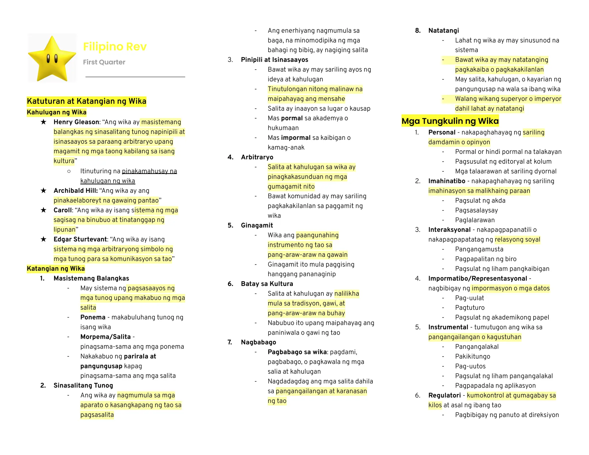 FILIPINO REVIEWER - KASAYSAYAN NG WIKA.pdf