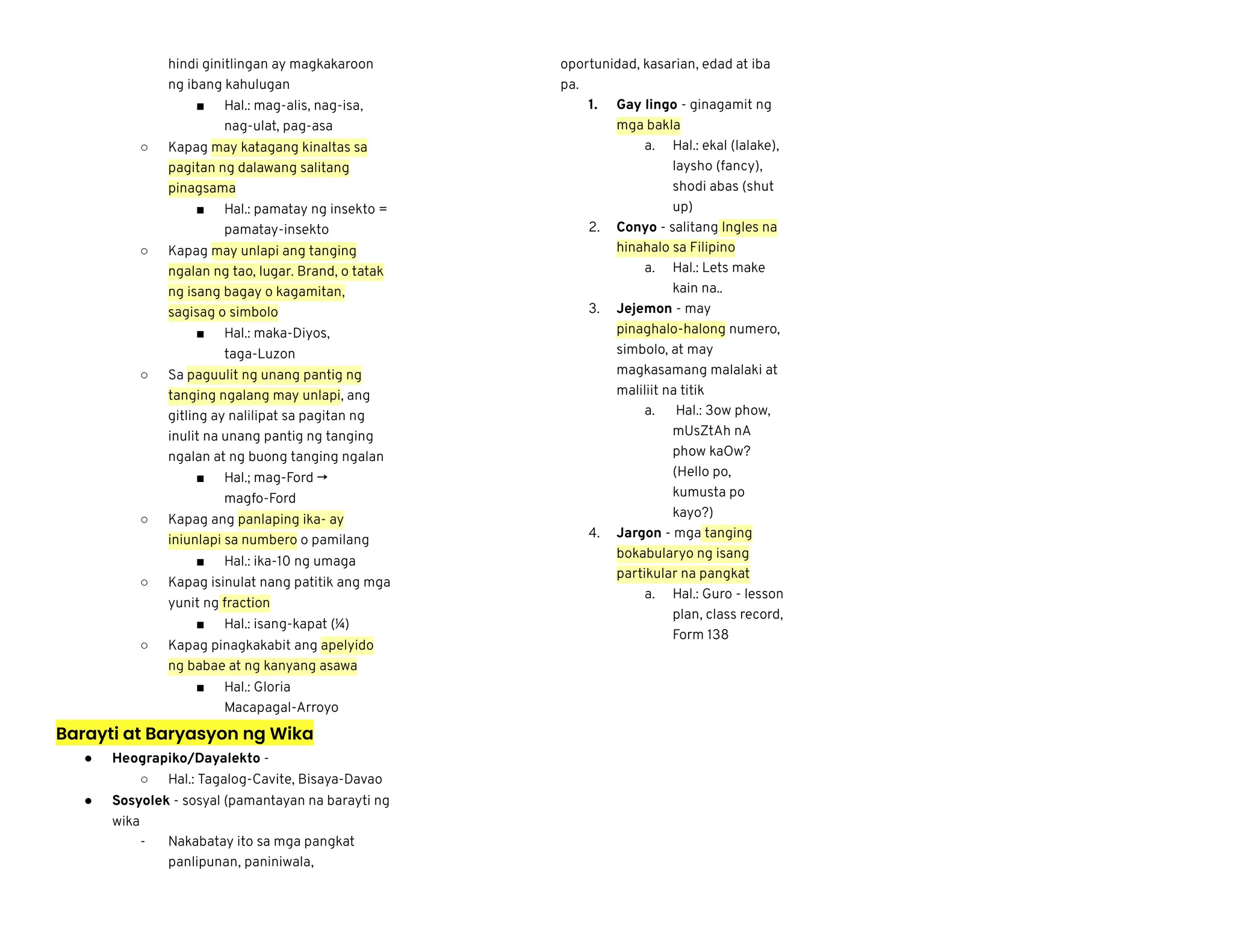 FILIPINO REVIEWER - KASAYSAYAN NG WIKA.pdf