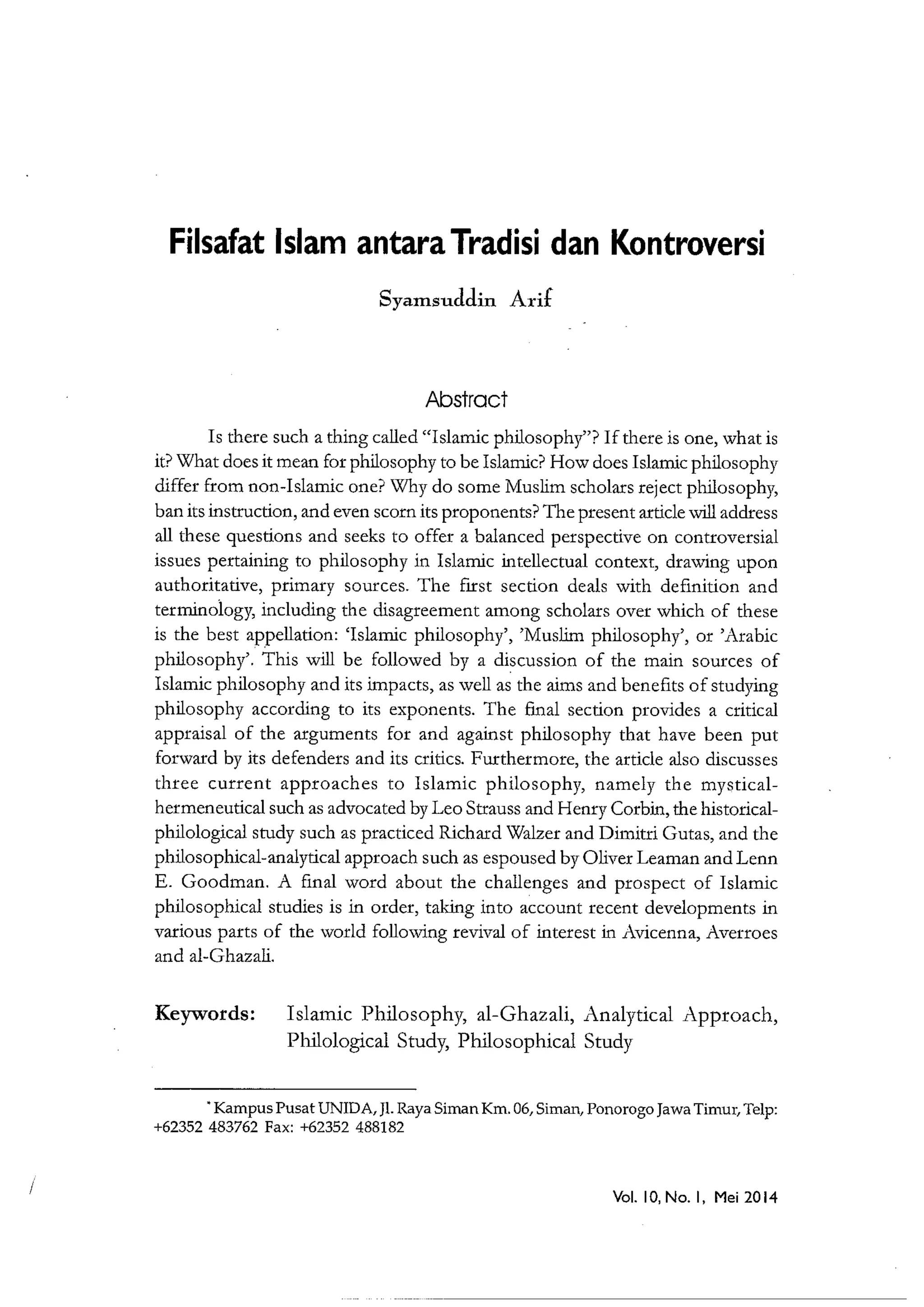Filsafat Islam - Tradisi dan Kontroversi | PDF