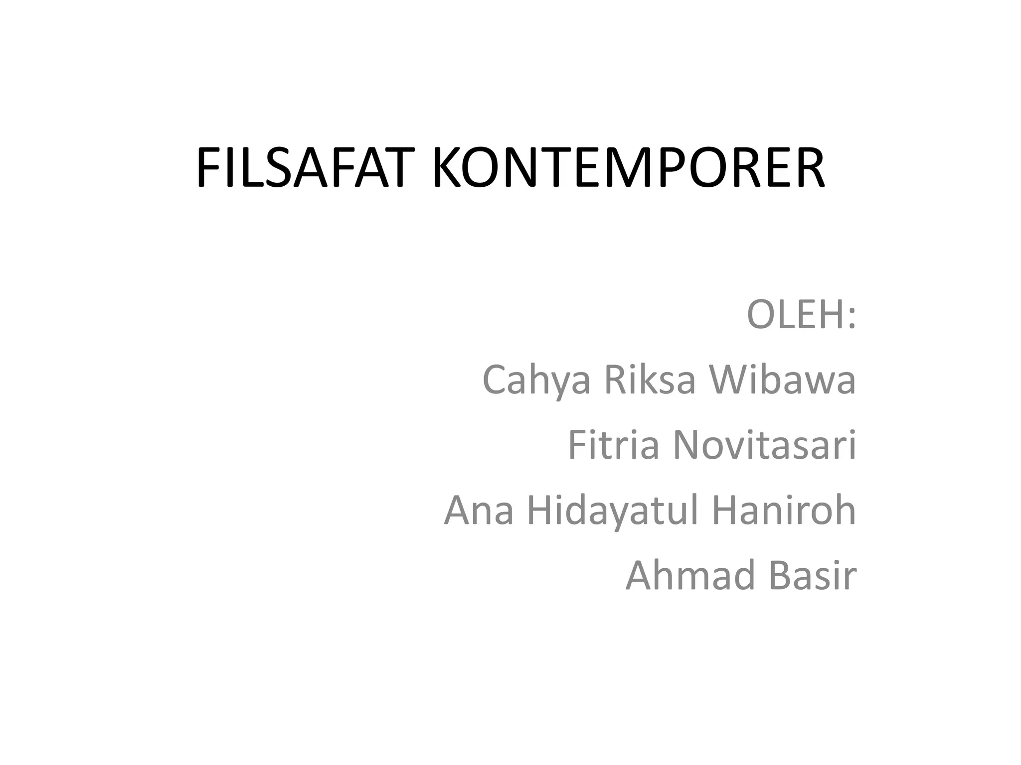Filsafat kontemporer | PPTX