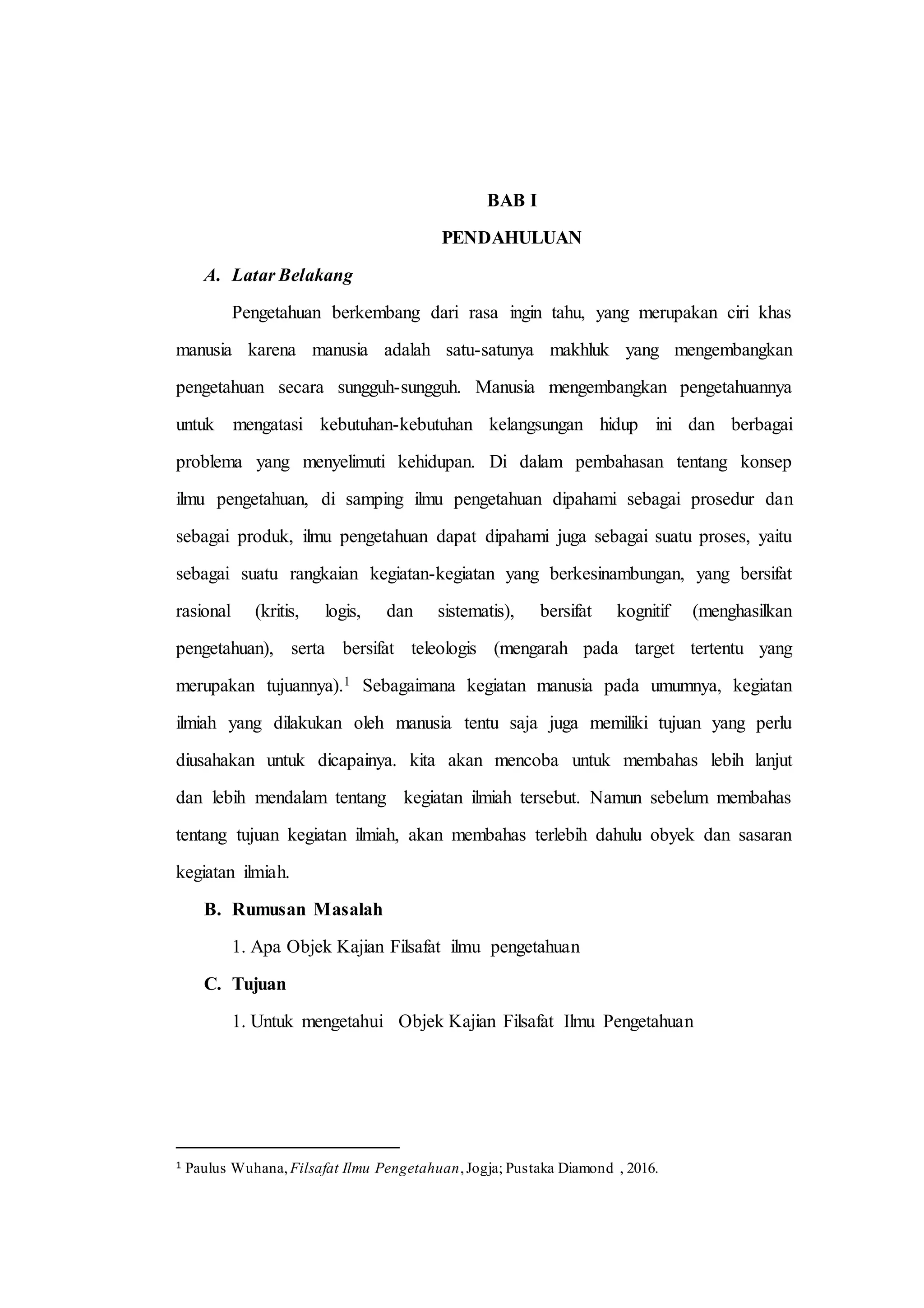 Filsafat objek ilmu pengetahuan | PDF