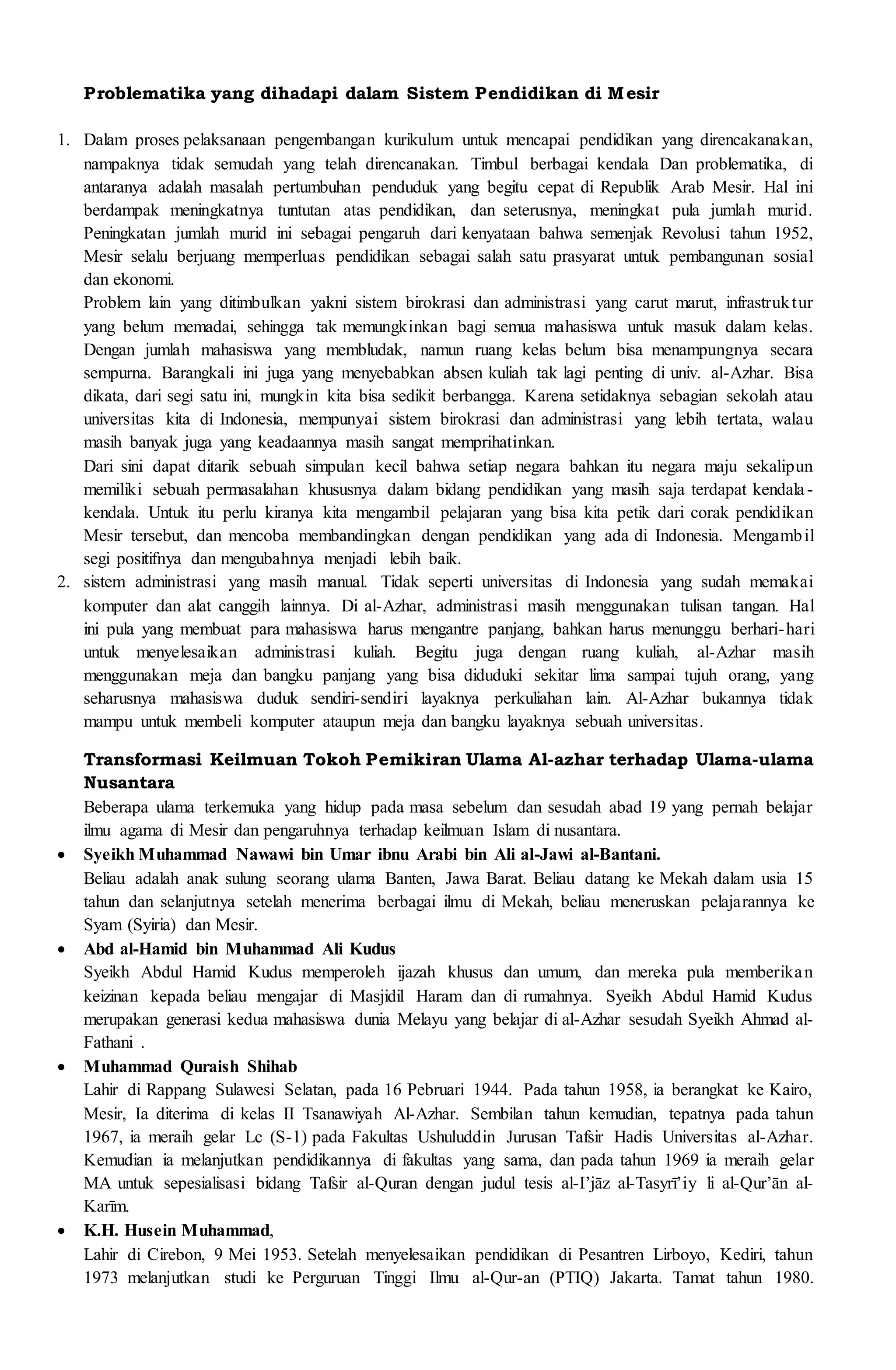 Filsafat pendidikan di negara mesir | DOCX