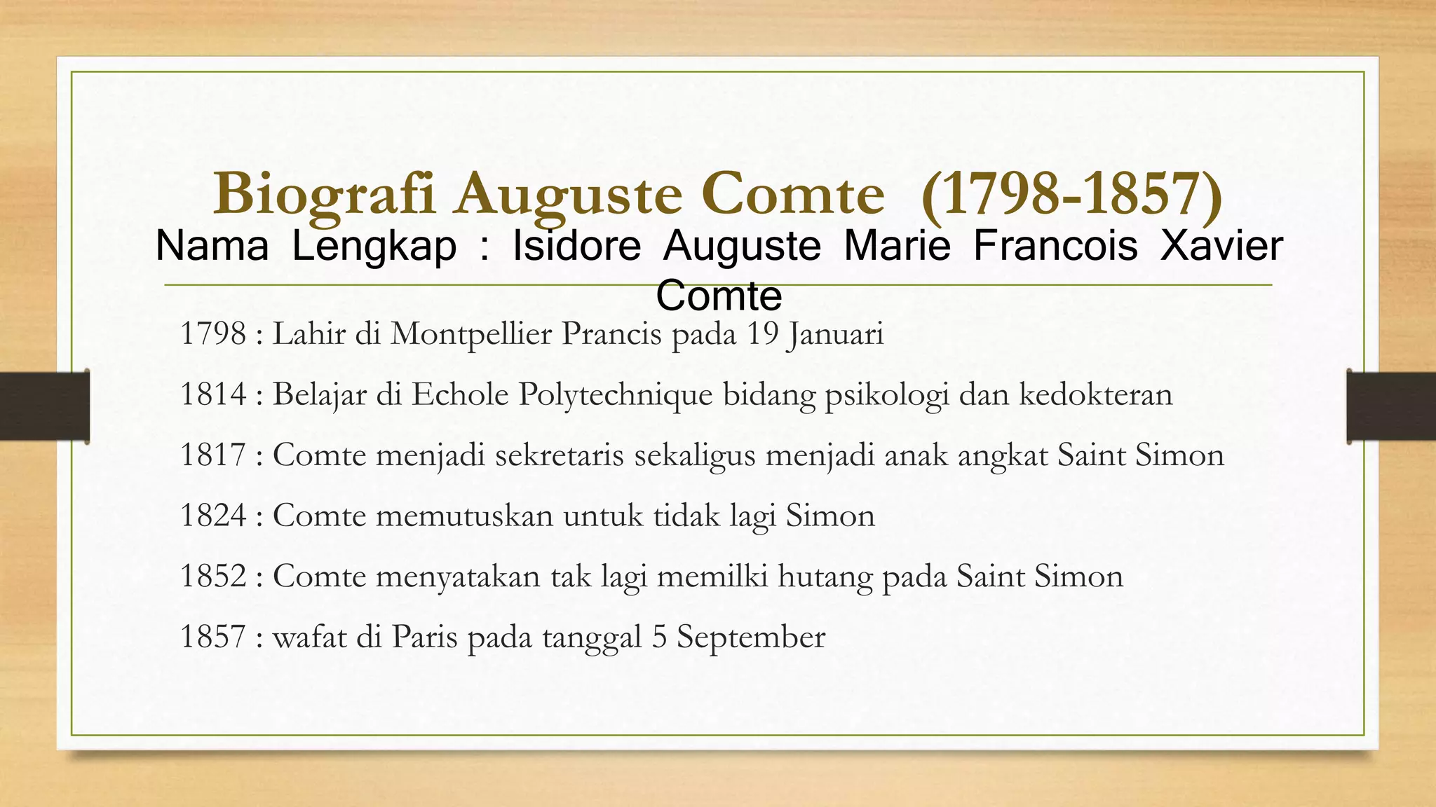 Filsafat positivisme auguste comte | PPTX