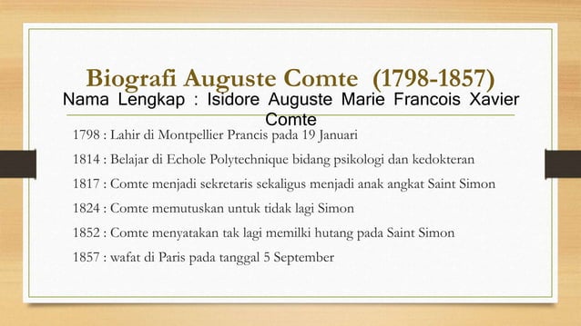 Filsafat positivisme auguste comte | PPTX