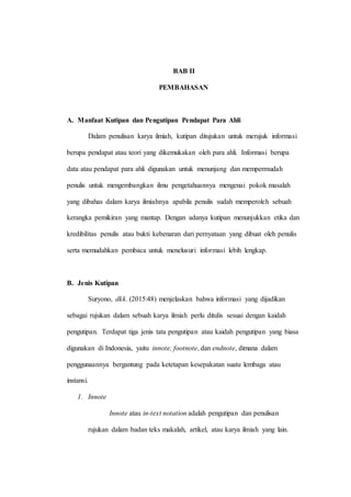 Kutipan dan Cara Menulis Kutipan | DOCX