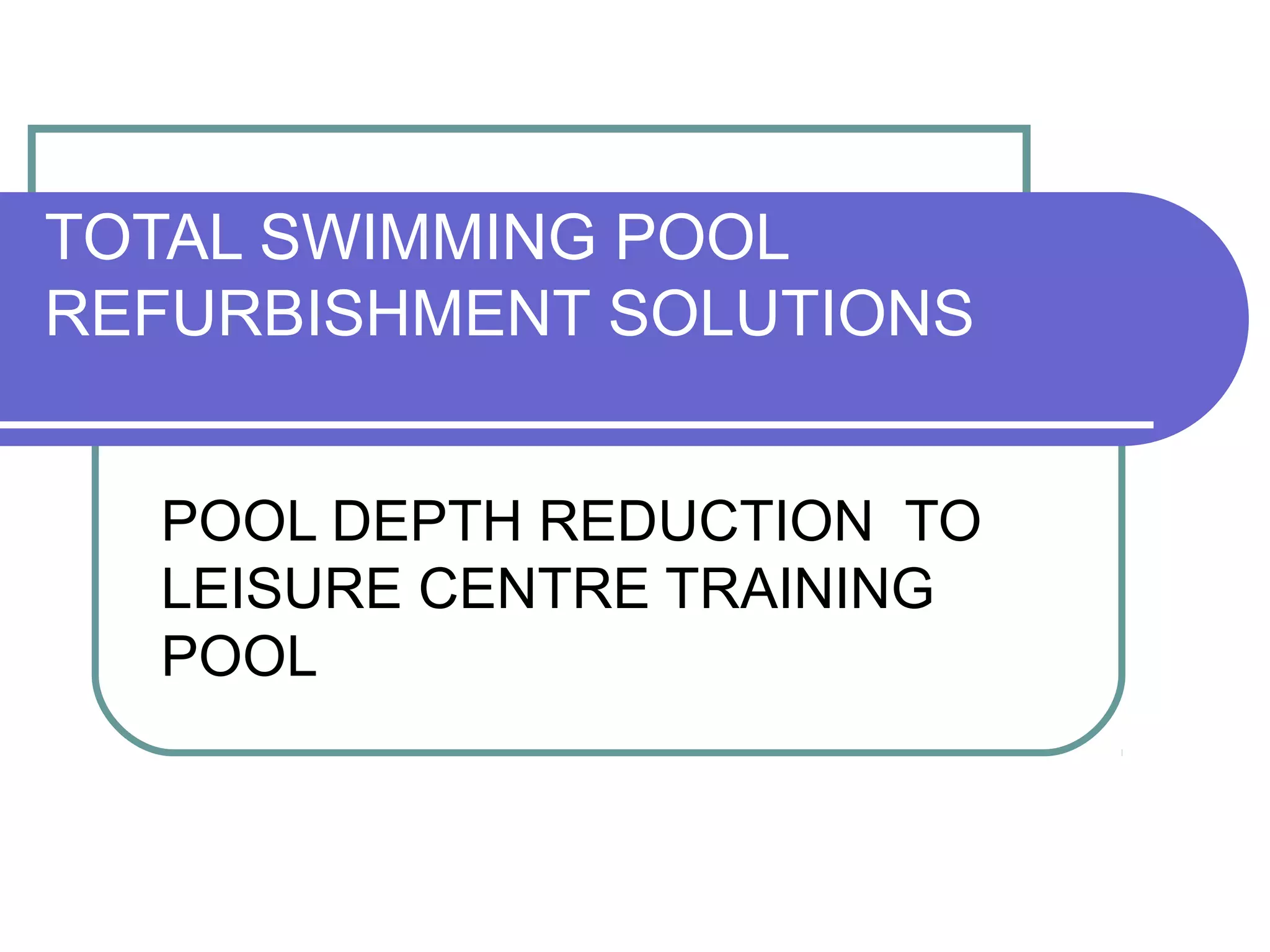 pool depth reduction | PPT | Swimming | Sports