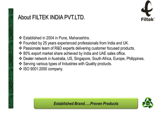 Filtek India Pvt. Ltd., Maharashtra, Oil Filters and Cleaners | PPT