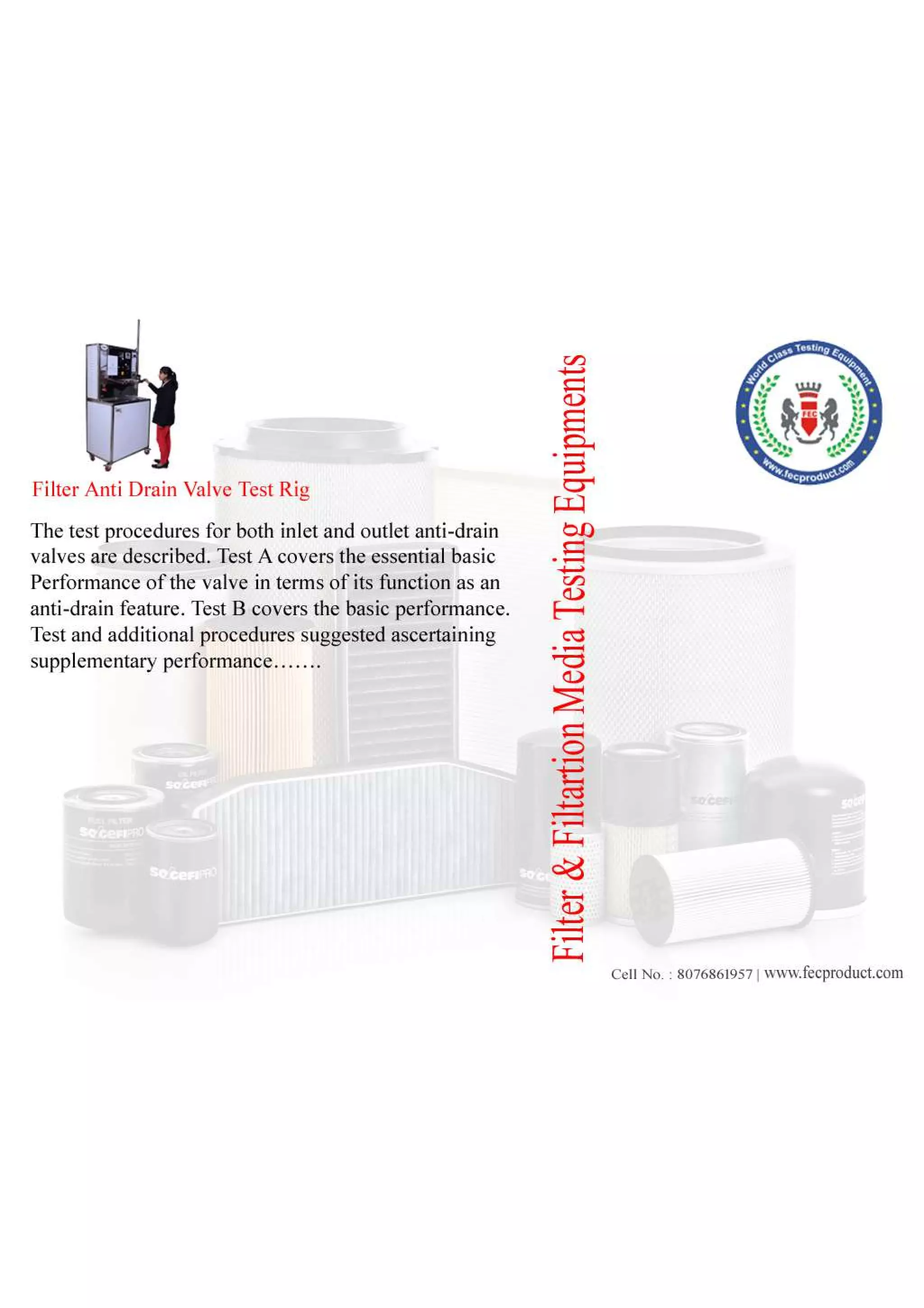 Filter Anti Drain Valve Test Rig | PDF