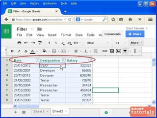 Filtering data in google spreadsheets - Short tutorials | PPT