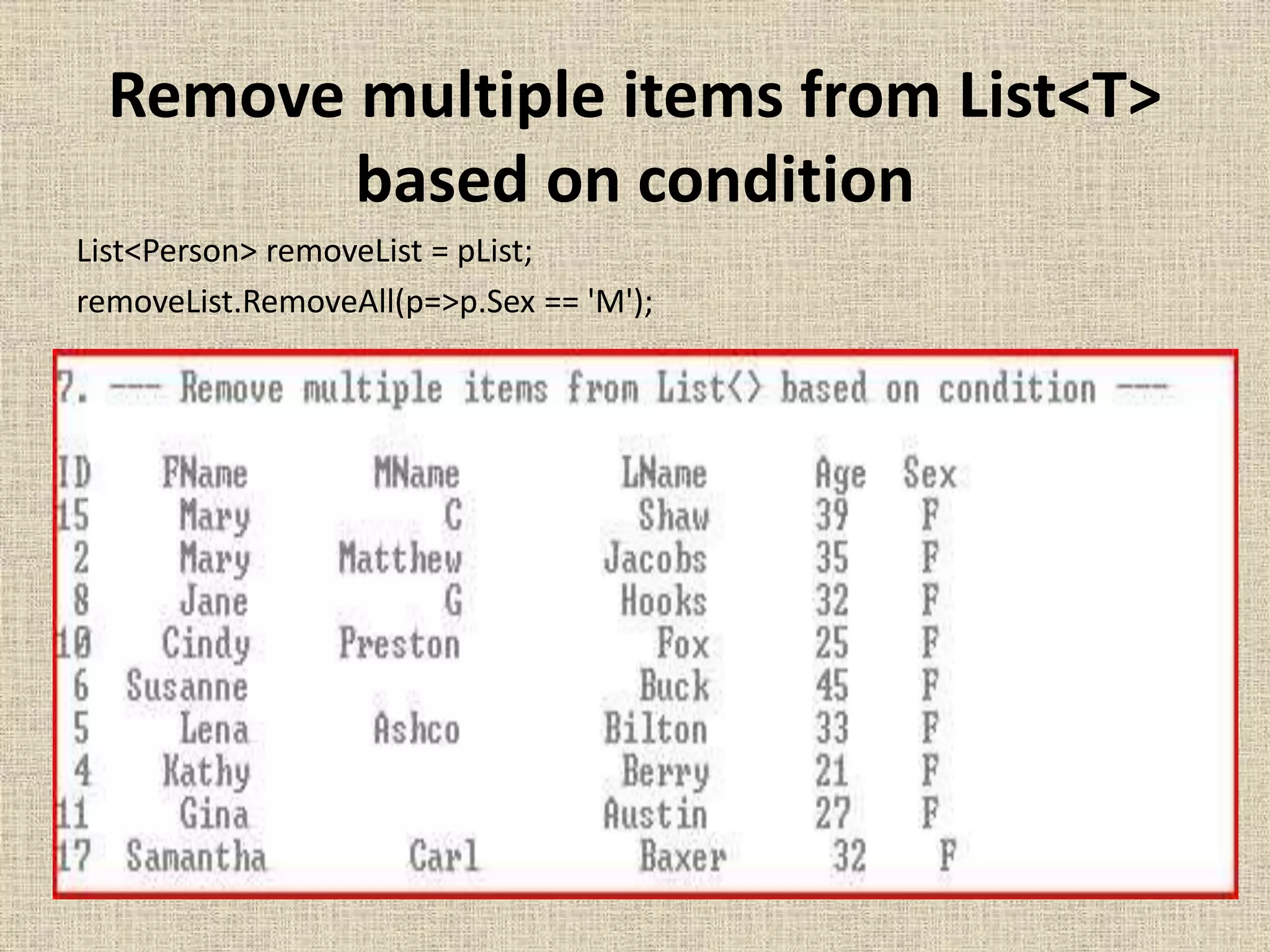 C Filtering In Generic Collections Ppt