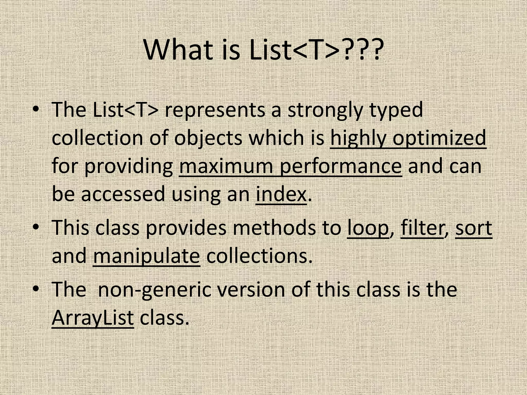 C# Filtering in generic collections | PPT