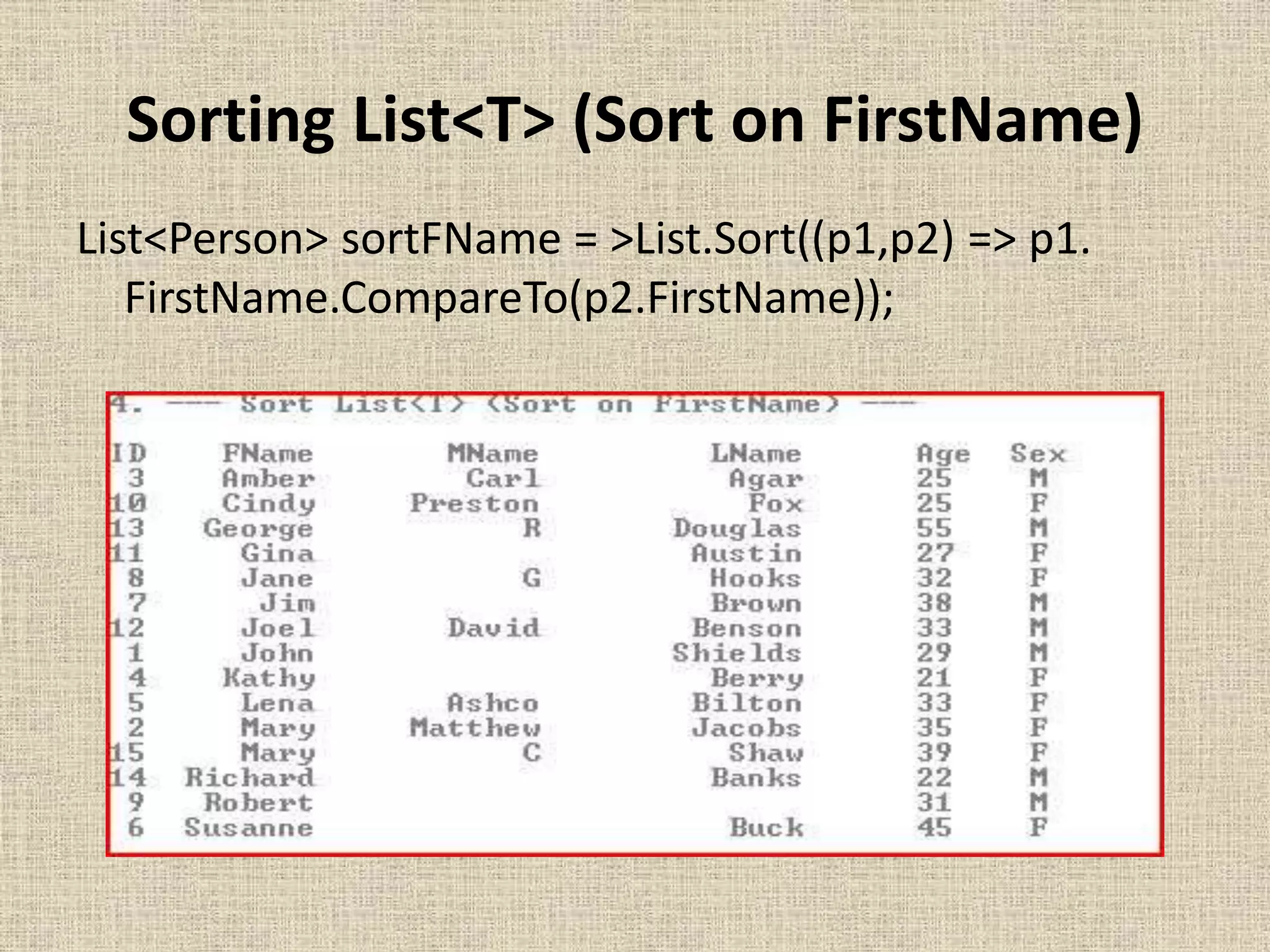 C Filtering In Generic Collections Ppt