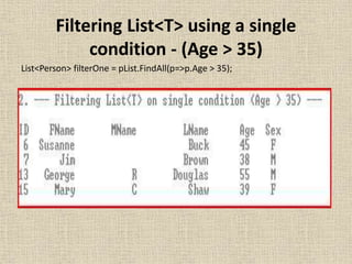 C# Filtering in generic collections | PPT