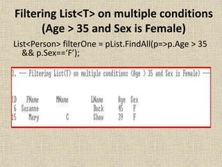 C# Filtering in generic collections | PPT