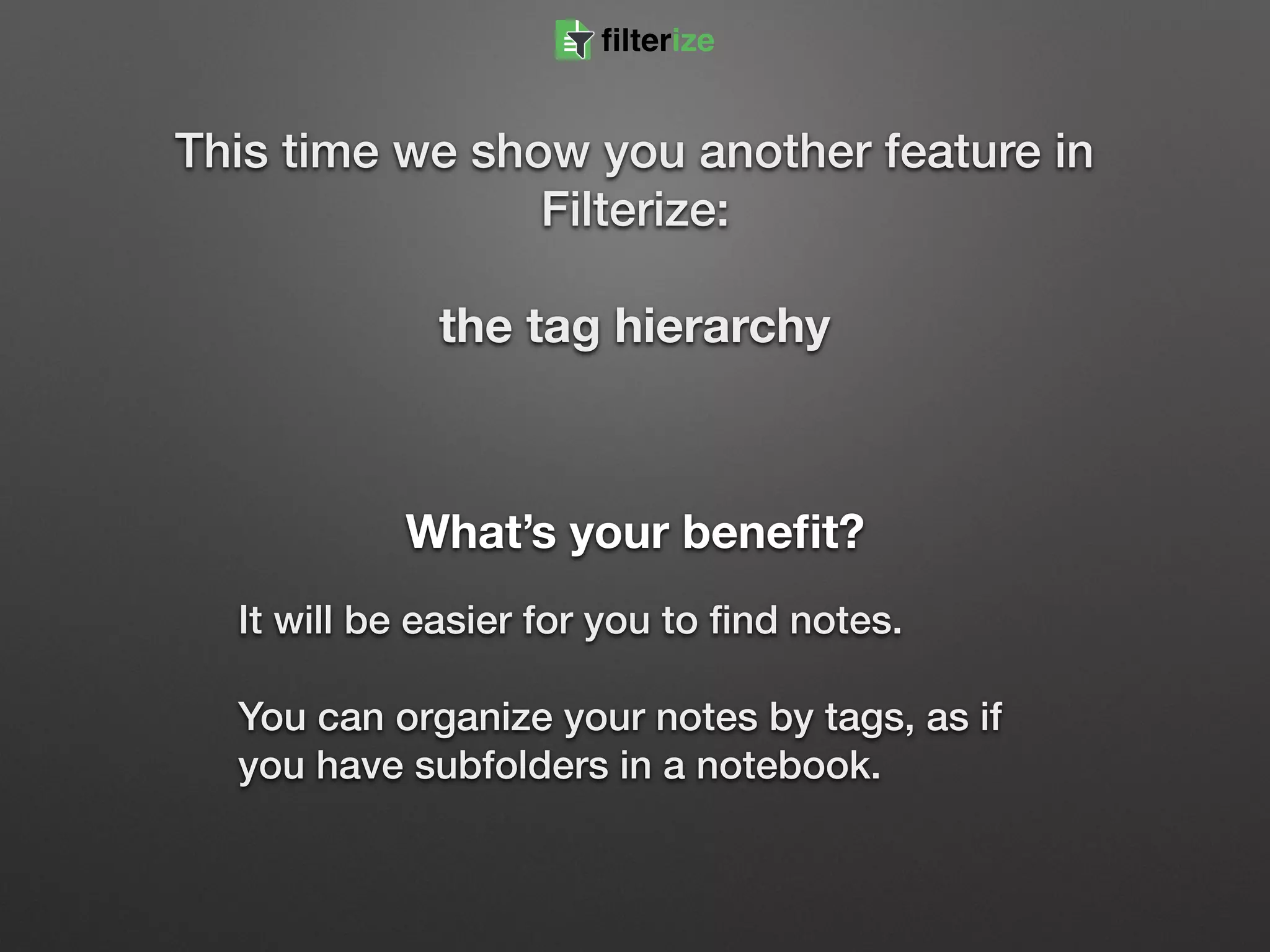 Filterize - Getting started - Tag hierarchy | PPT