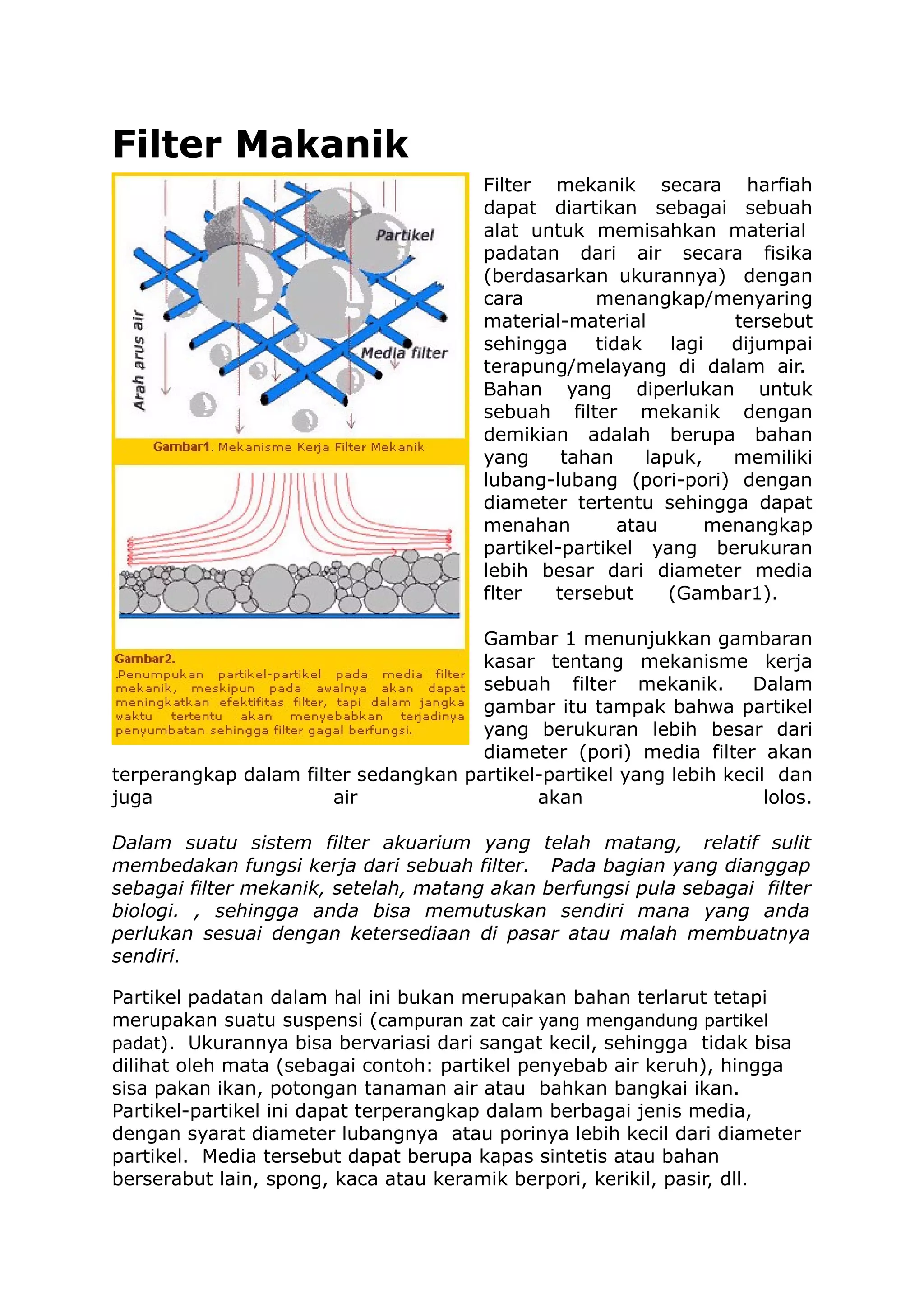 Filtrasi (Filter Mekanik) | RTF