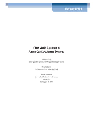 Filter media selection in amine gas sweetening systems | PDF