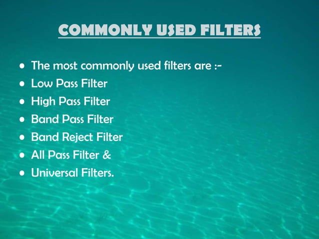 Filters | PPTX | Digital Audio | Computer Software and Applications