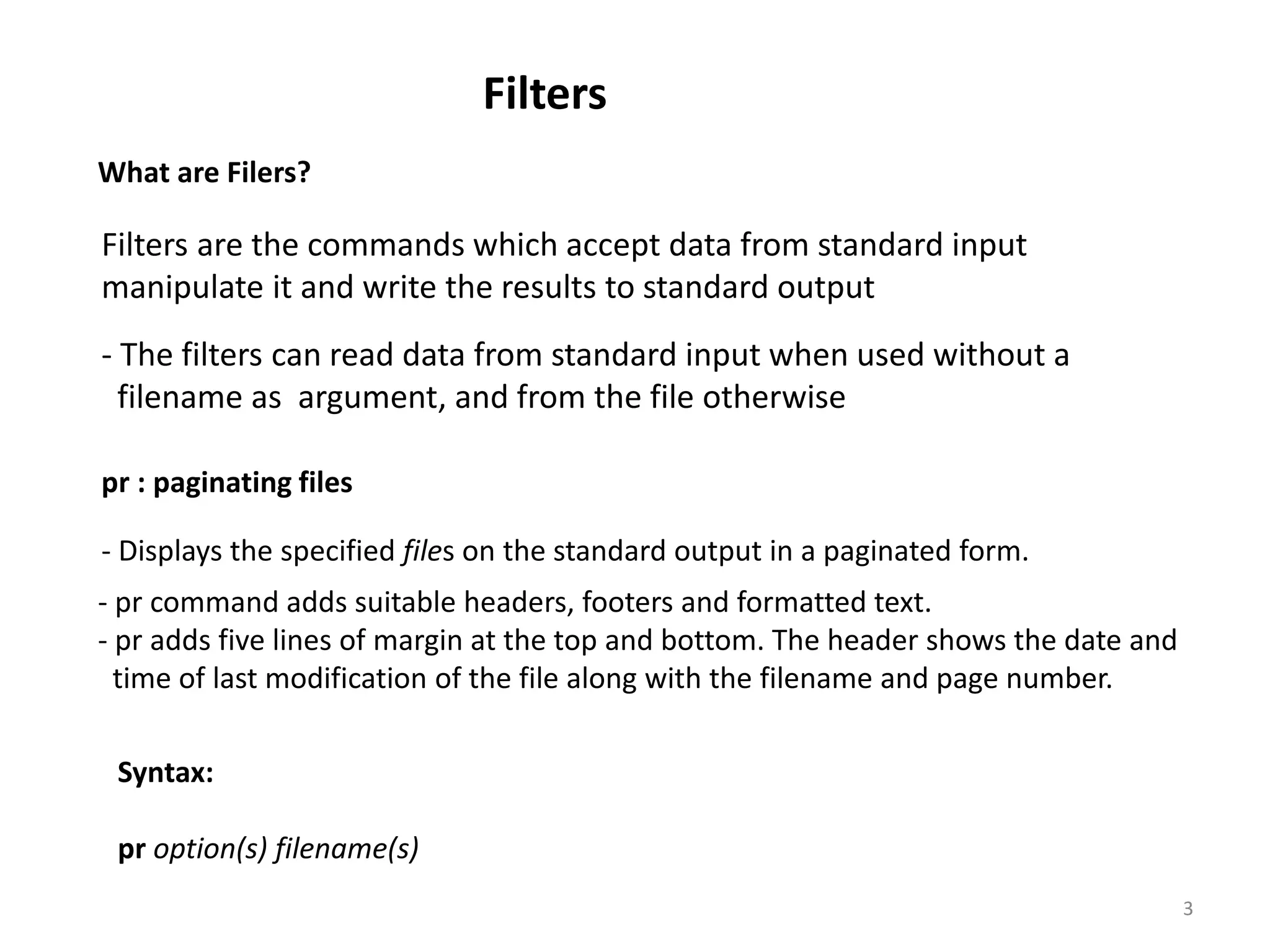 Unix - Filters | PPTX