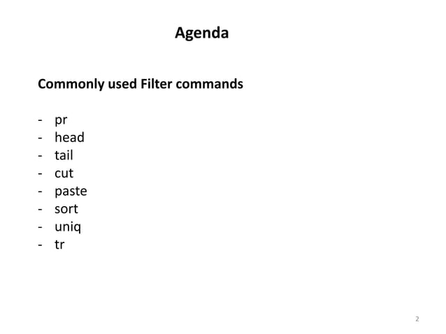 Unix - Filters | PPTX | Operating Systems | Computer Software and Applications