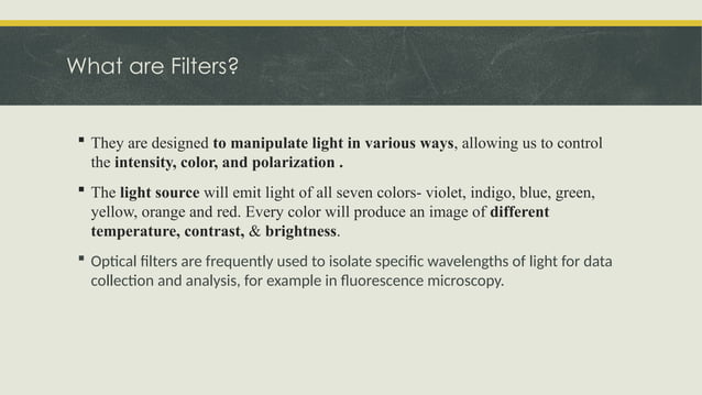 Filters USED IN SCANNING ELECTRON MICROSCOPEpptx | PPT